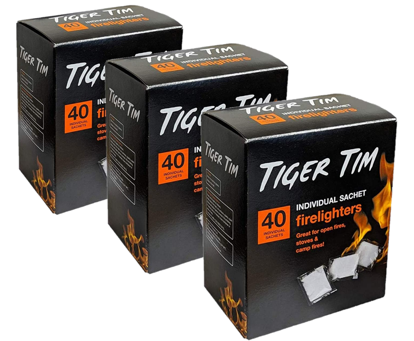 Tiger Tim Firelighters Quick Eco Barbecue Wood Burner Sachets Flame ...