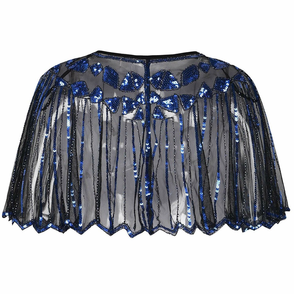 Vintage 1920S Flapper Cover Up Sequins Shawl Wrap Women Evening Cape ...