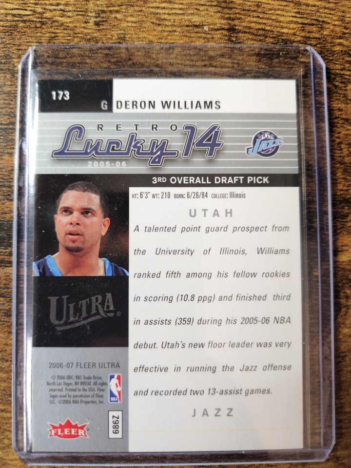 2006-07 Fleer Ultra Deron Williams Retro Lucky 14 Rookie RC #173 Utah ...