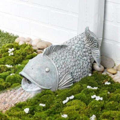 Koi Fish Downspout Cover Extension Statue Rain Gutter Unique Outdoor ...
