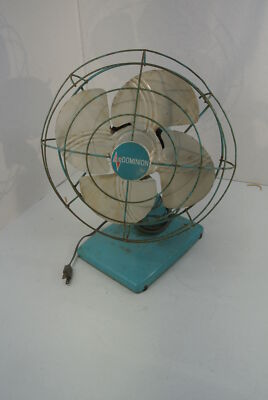 Vintage Retro DOMINION Electric Table Top Oscillating Fan Blue WORKS ...