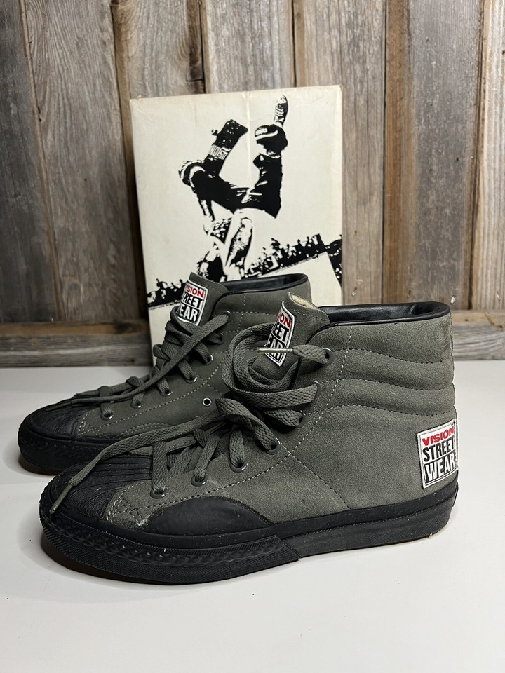 Vintage RARE Grey Vision Street Wear Skate HiTop Shoes Size 4 1/2 NOS ...