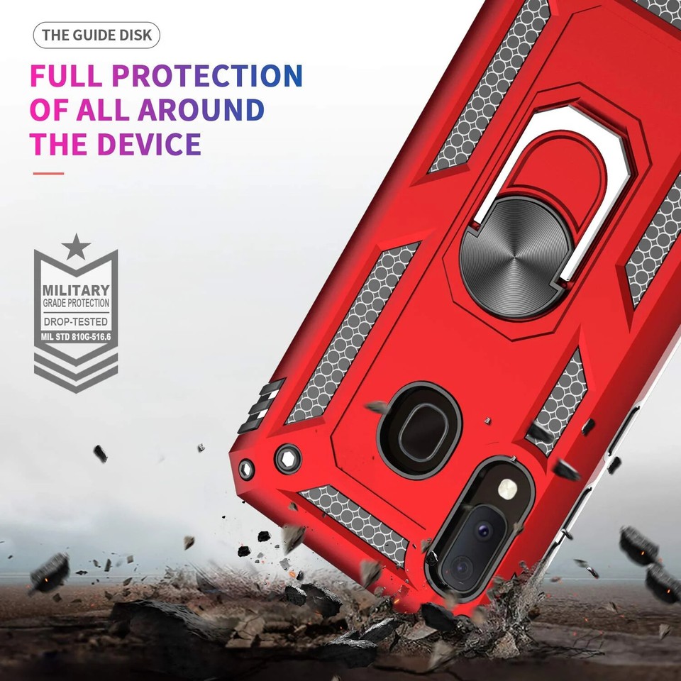 For Samsung Galaxy A20 A50 Case, Magnetic Metal Ring Stand Cover ...