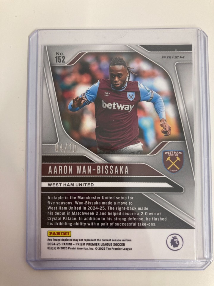 PANINI PRIZM PL 2024-25 AARON WAN-BISSAKA WEST HAM GOLD PULSAR PARALLEL ...