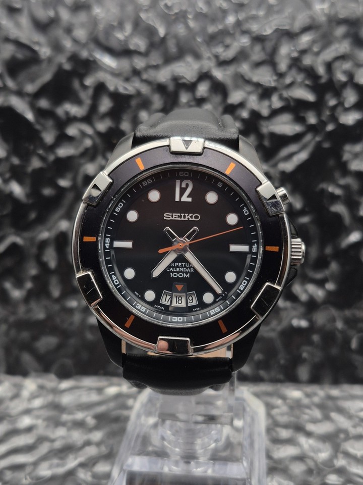 Seiko Perpetual Calendar Ref. 6A32-00M0 Black Dial - New Battery | eBay