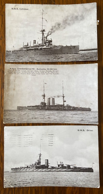 HMS COLOSSUS, COMMONWEALTH & ORION Antique c1925 GALE POLDEN Photo Post ...