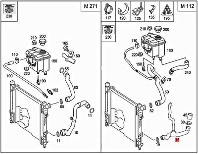 Genuine MERCEDES A209 C209 CL203 Cooling water bottom Hose 2095011682 ...