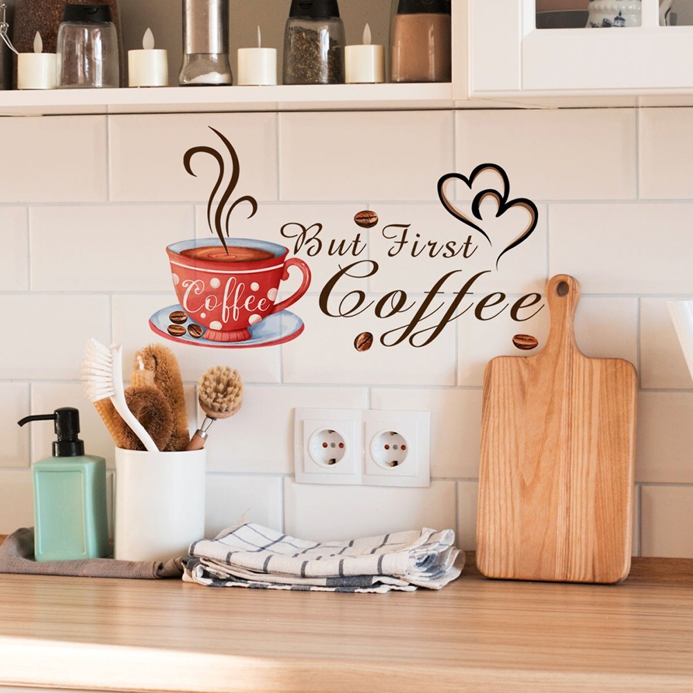 Cafe Vinyl Decals with Coffee Cup Design Ideal for Kitchen or Pub Walls ...