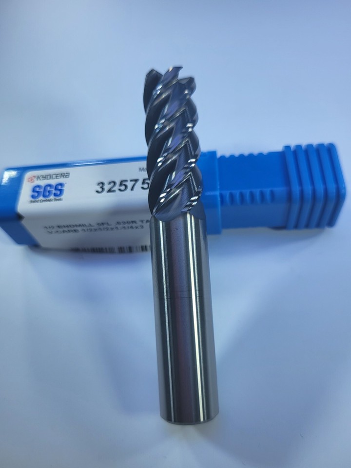 NEW KYOCERA SGS 32575 V-CARB SOLID CARBIDE 1/2" END MILL .030" RADIUS ...