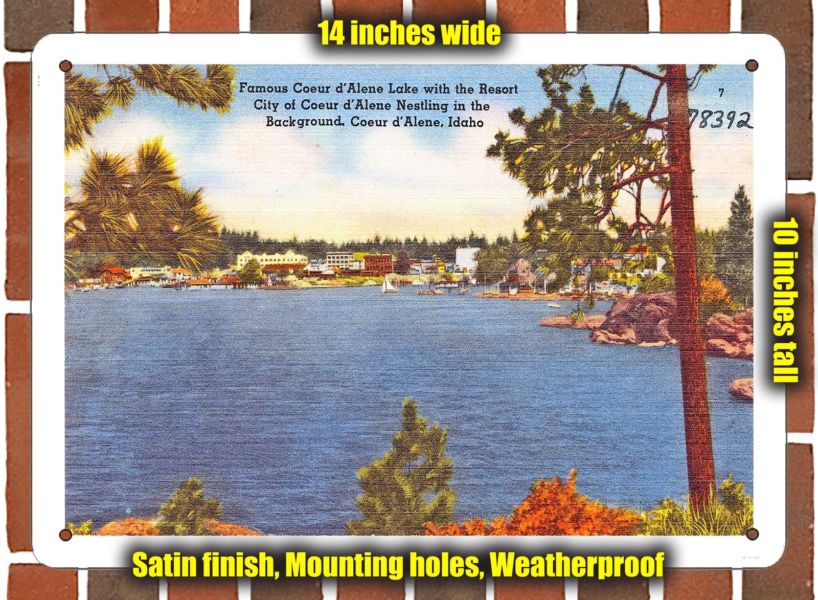 Metal Sign - Idaho Postcard - Famous Coeur D'Alene Lake With the Resort ...