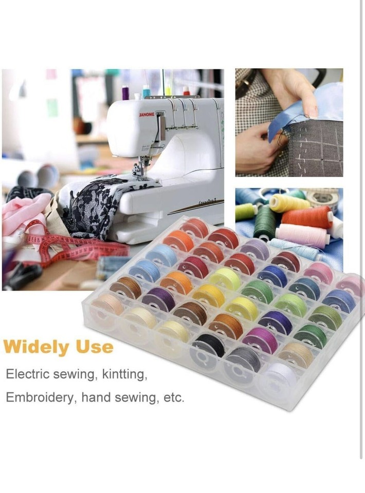 36Pcs Bobbins and Sewing Threads with Bobbin Case for Multiple Sewing ...