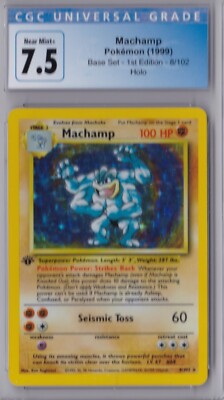 1999 Pokemon Base Set 1st Edition Machamp Holo 8/102 CGC Grade 7.5 Near ...