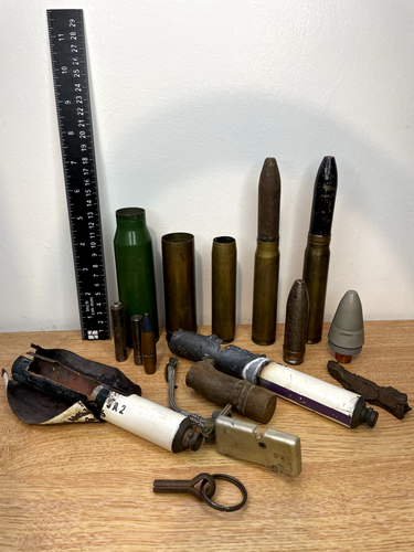 WW2 1943 Shell Casings , shrapnel , relics , flare , job lot military ...