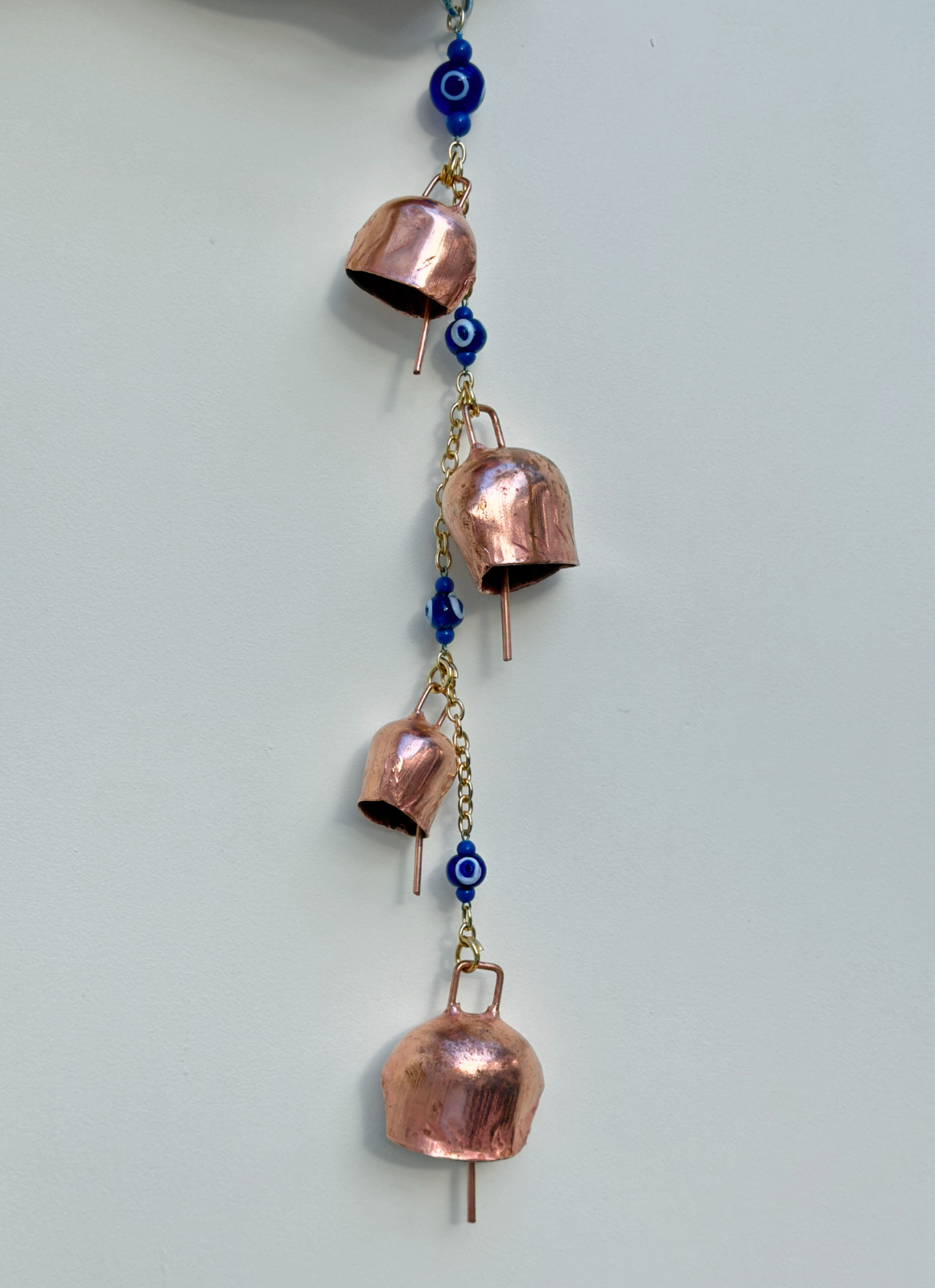 Copper Bell Wind Chime, Evil Eye Home Decor, Garden Wind Bell, Rustic ...
