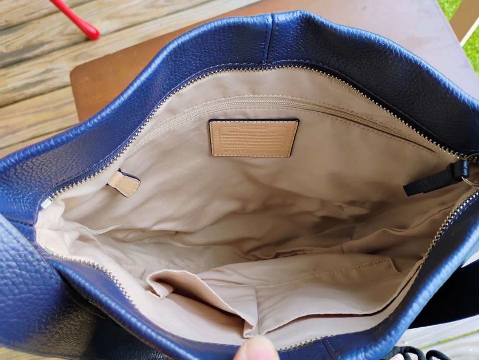 Coach Pebbled Leather Duffle Convertible Shoulder Bag Purse F15064 Navy ...