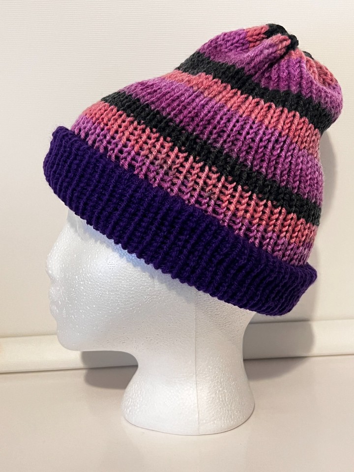 Knitted Hat Multi-Colour Handmade Multicolour Beanie - Cozy Head Ear ...