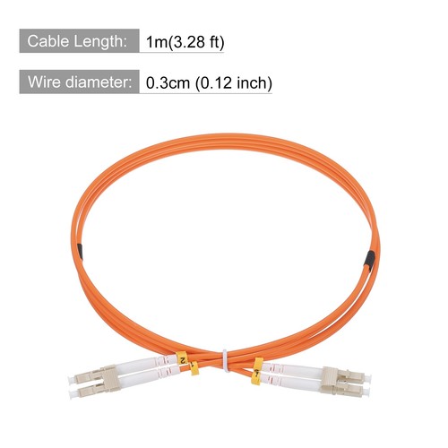 2Pcs 3.3Ft LC-LC/UPC Multimode Duplex Core Cable Fiber Optic Internet ...