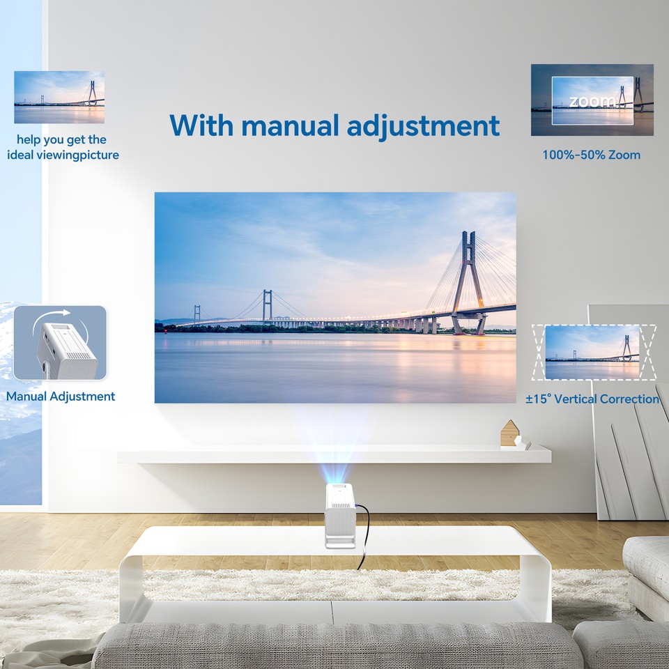 4K Mini Projector 10000LMS Power Bank Powered Bluetooth Portable Home ...