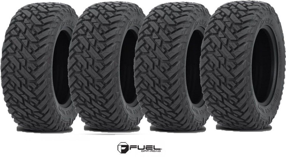 FUEL DARKSTAR BLACKOUT WHEELS RIMS 33 12.50 20 TIRES MT F-150 GRIPPER ...
