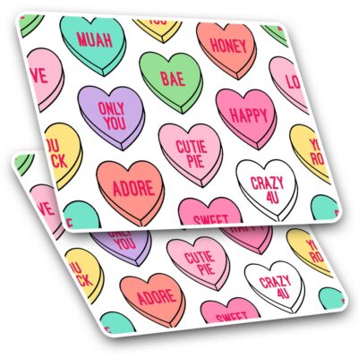 2 x Rectangle Stickers 7.5cm - Love Heart Sweets Pattern Retro Fun ...