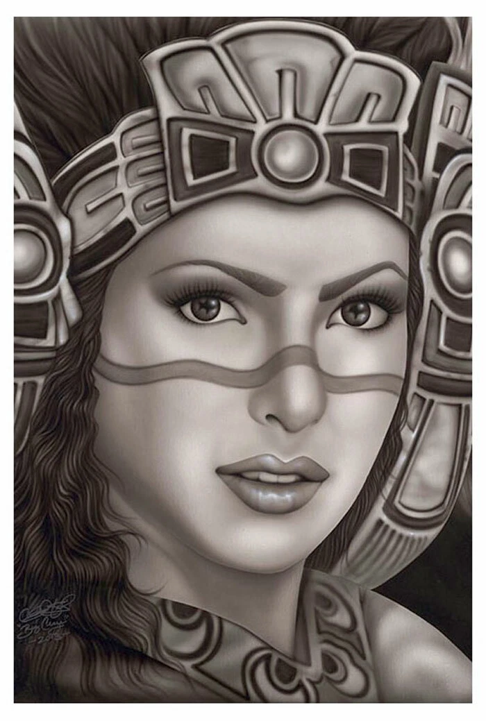 Aztec Warrior Princess Drawing