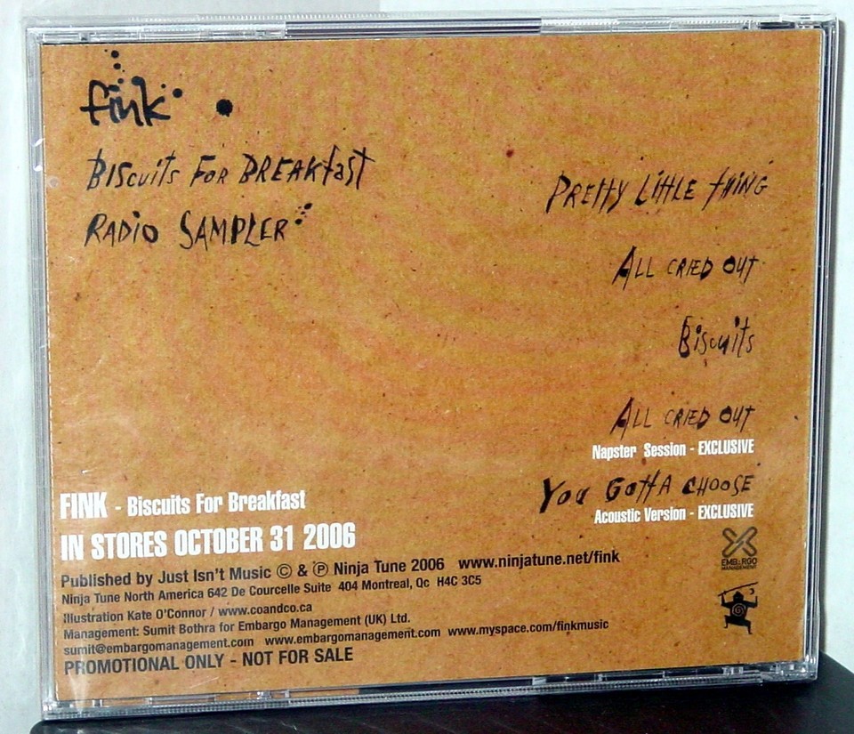 Biscuits for Breakfast by Fink (CD, 2006, Ninja Tune) (Promo New) | eBay