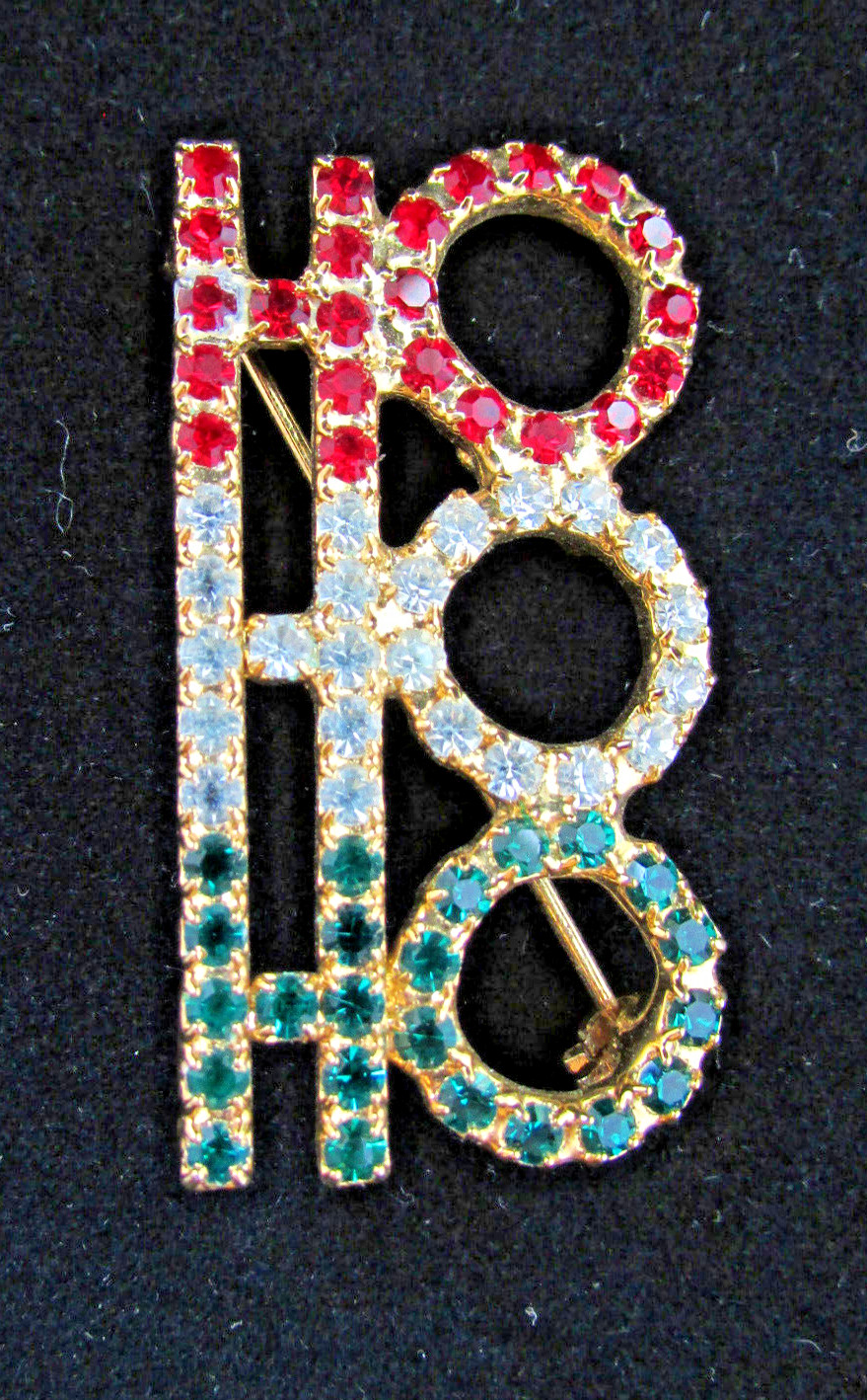 Dorothy Bauer vintage HOHOHO rhinestone pin - Gem