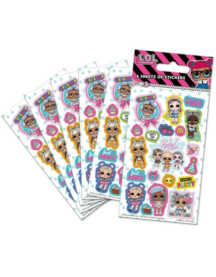 Childrens Character Fun Stickers 6 Sheets Party Pack Loot Bag Fillers ...