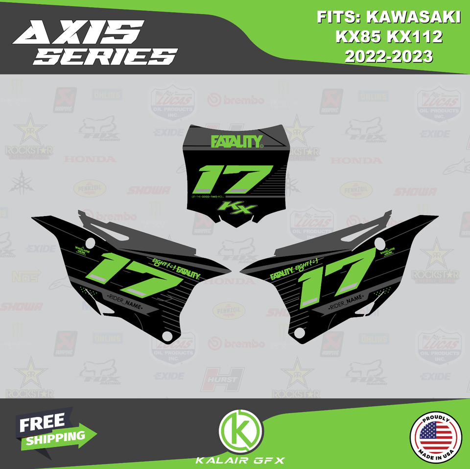 Graphics Kit for KAWASAKI KX85 KX112 2022 2023 AXIS-Green Shift | eBay