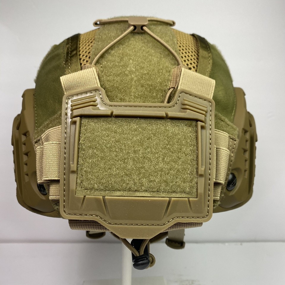 Large COYOTE BROWN ACH MICH ECH HELMET COVER w/ COUNTERWEIGHT POUCH ...