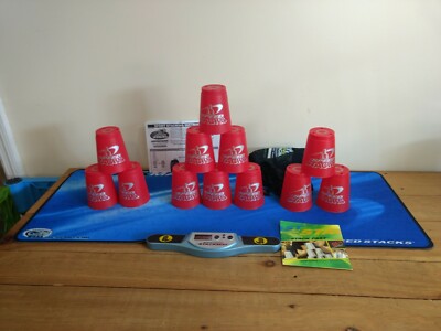 SPEED STACKS BUNDLE 12 RED CUPS 1 STACKMAT 1 TIMER 1 CUP KEEPER 1 DVD ...