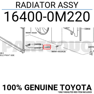 164000M220 Genuine Toyota RADIATOR ASSY 16400-0M220 | eBay