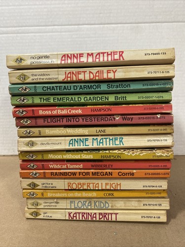 Vintage 70s Harlequin Romance Paperback Book Novels Lot of 15 Red Edge ...