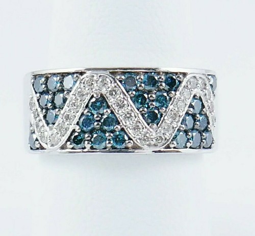 WR17 (A2) .83 ct. Blue Dia. & .26 ct.White Dia 14 Kt White Gold Band ...