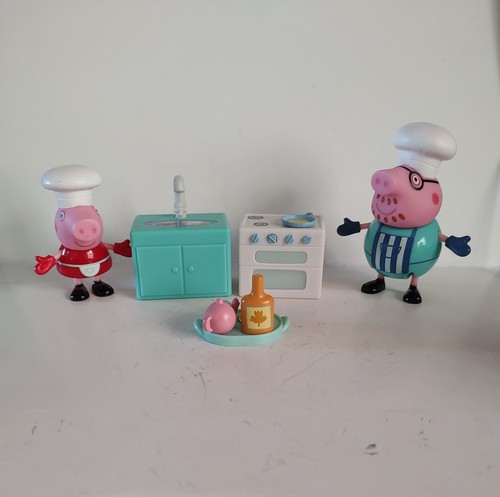 Peppa Pig Cooking with Daddy Pig Figures And Furniture Toy Set See ...