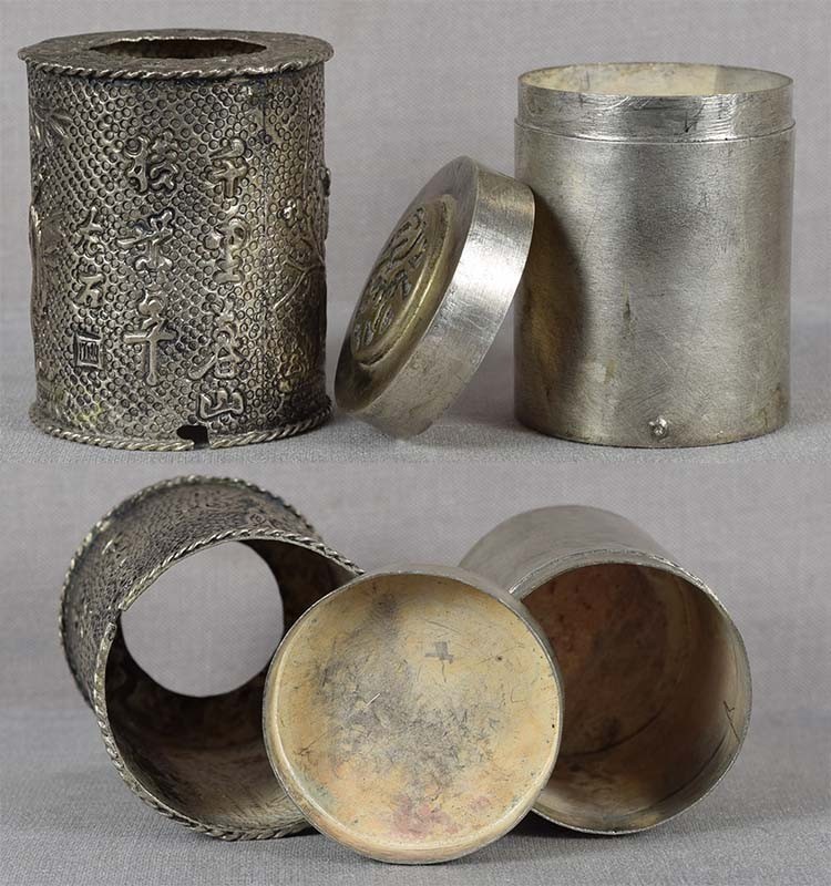 19c Chinese silver OPIUM BOX ladies & poems | eBay