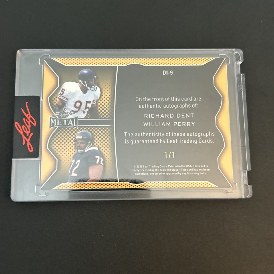 2025 LEAF METAL AUTHENTICS Richard Dent/William Perry DUAL INSCRIPTION ...