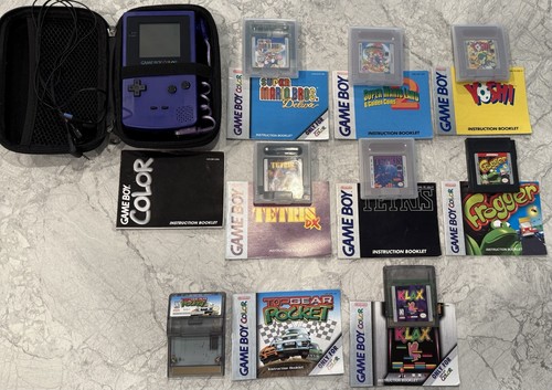 Nintendo Color gameboy Purple With 8 games, Books, Headphones, Light ...