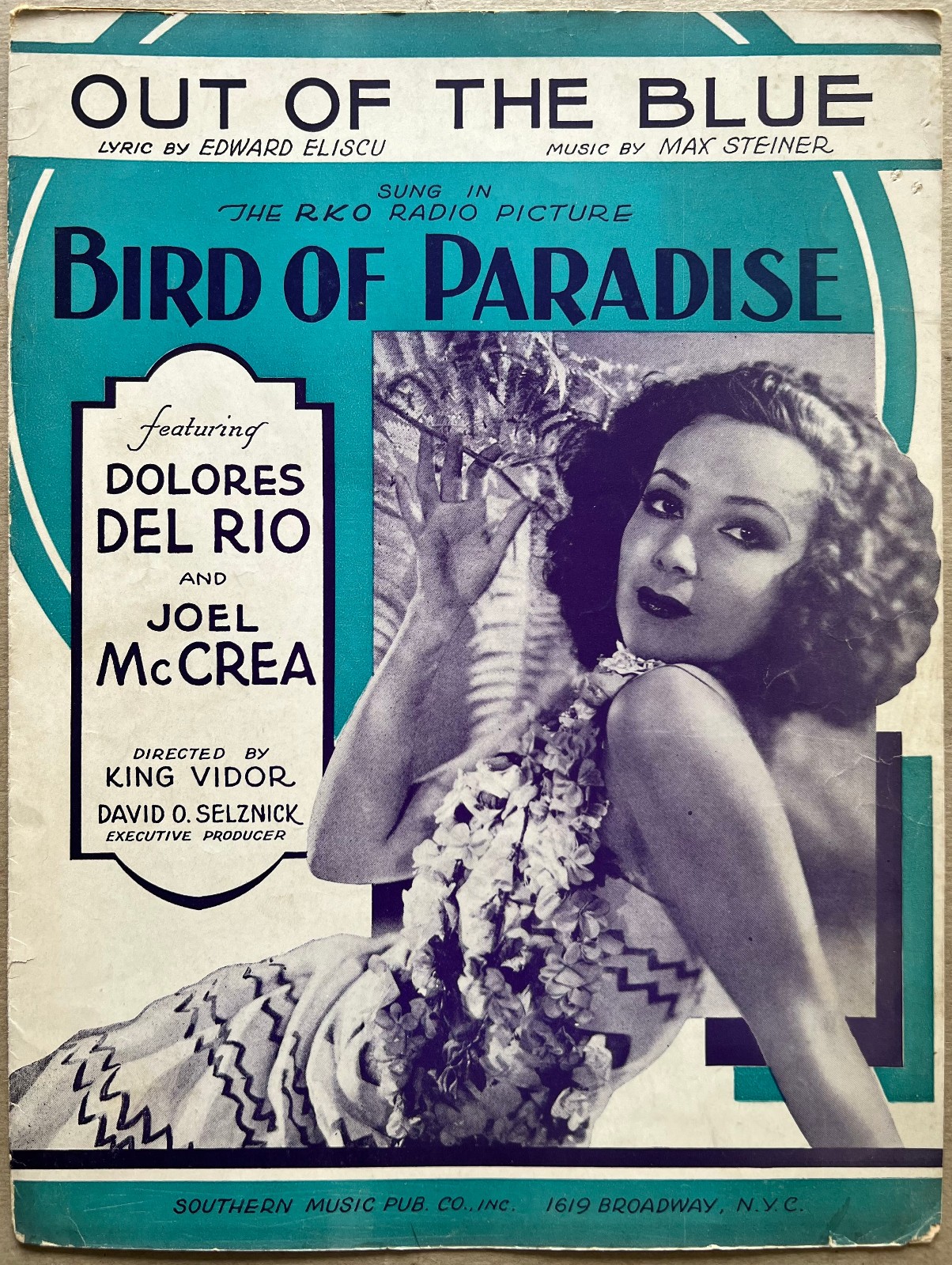 1932 LUPE VELEZ FILM sheet music BIRD OF PARADISE Out Of The Blue MAX ...