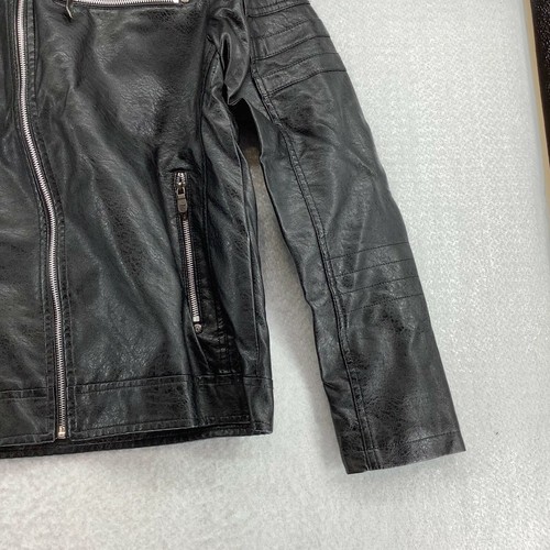 BO Katie Seth Mens Leather Full Zip Pocket Buckle Black Bomber Jacket ...