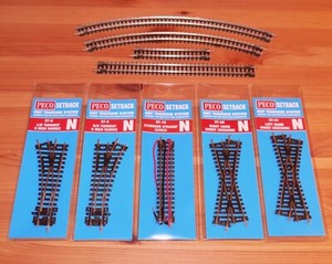 Peco N Gauge Setrack code 80 Turnouts Points Crossings Straights Curves ...