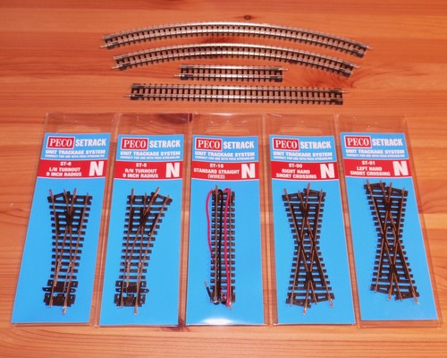 Peco N Gauge Setrack code 80 Turnouts Points Crossings Straights Curves ...