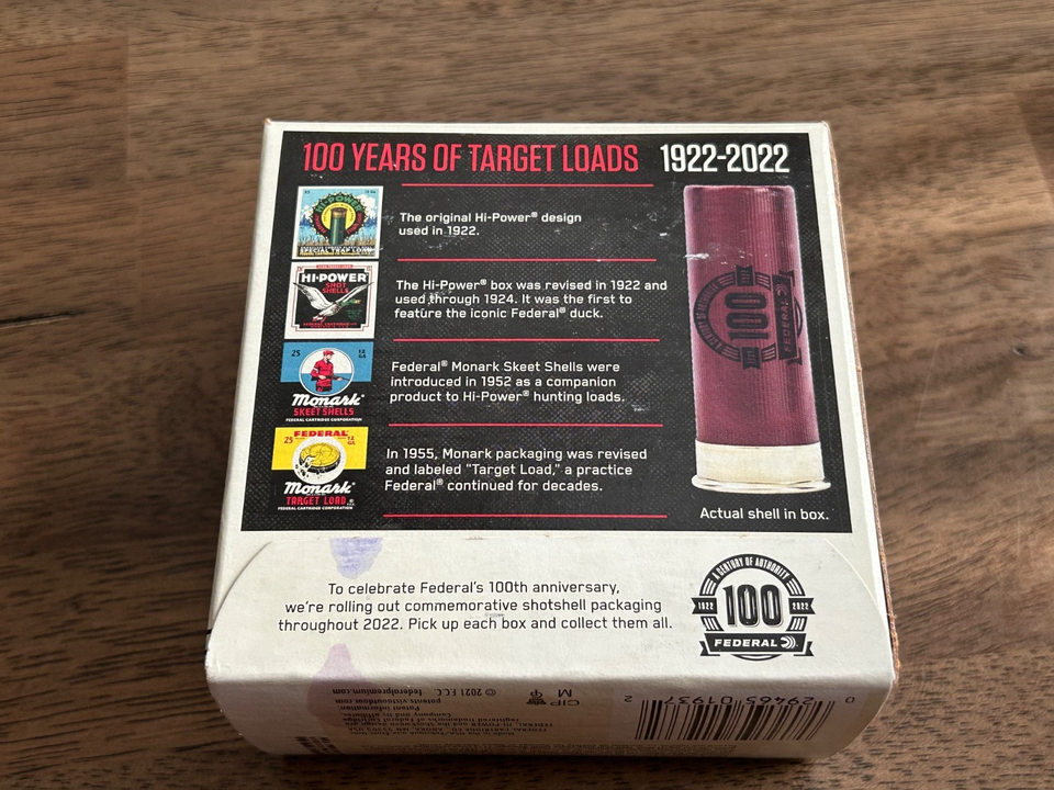 Federal Hi-Power 12ga empty shot shell box 100th year anniversary box ...