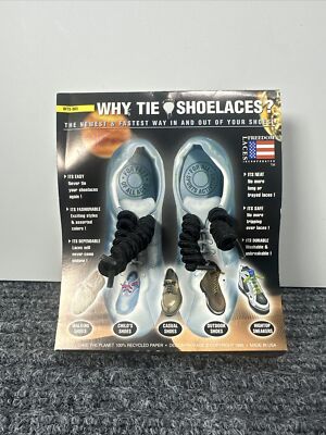 Vintage 1995 Freedom Laces Why Tie Shoe Laces No-Tie Curly Coil Black ...