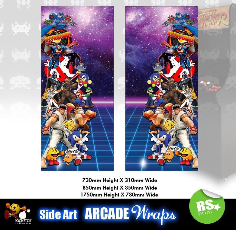 Retrocade v3 Arcade Side Artwork Panel Stickers Graphics All Sizes | eBay