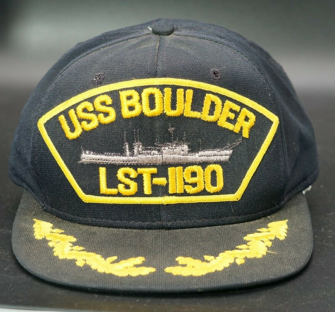 USS BOULDER LST-1190 Navy Blue Baseball Hat Cap AJD Snapback, USA Made ...