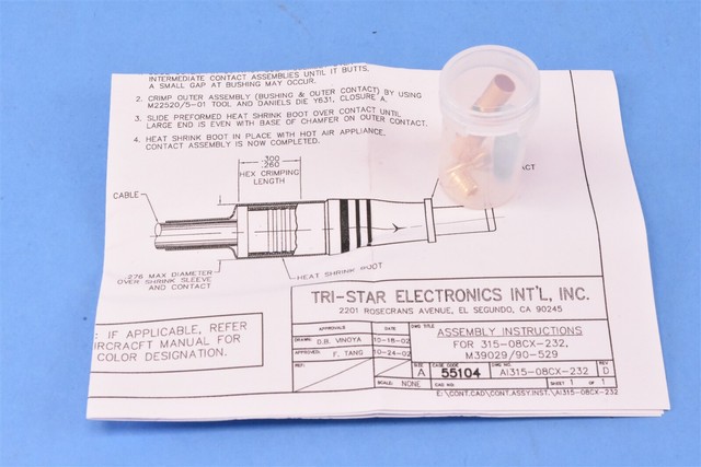 Amphenol Aerospace Size 8 Mil-Spec Twinax Connector Contacts M39029/90 ...