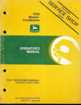 John Deere 1525 Mower-Conditioner Operator's Manual OME75021 A6 | eBay