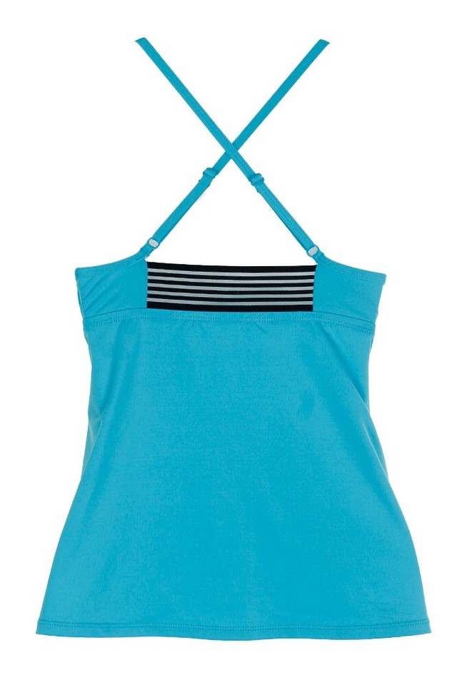 Nike Womens Adjustable Cross-Back Tankini Top (Small) Light Blue Fury ...
