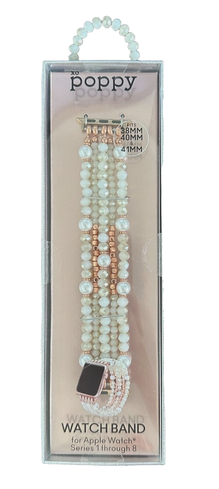 XO poppy Beaded Watch Band For Apple Watch Series 1 to 8 Fits 38MM 40MM ...